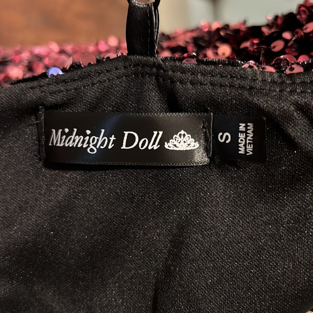 Midnight Doll Purple/Black Sequence Velvet Mini Bodyc… - Gem